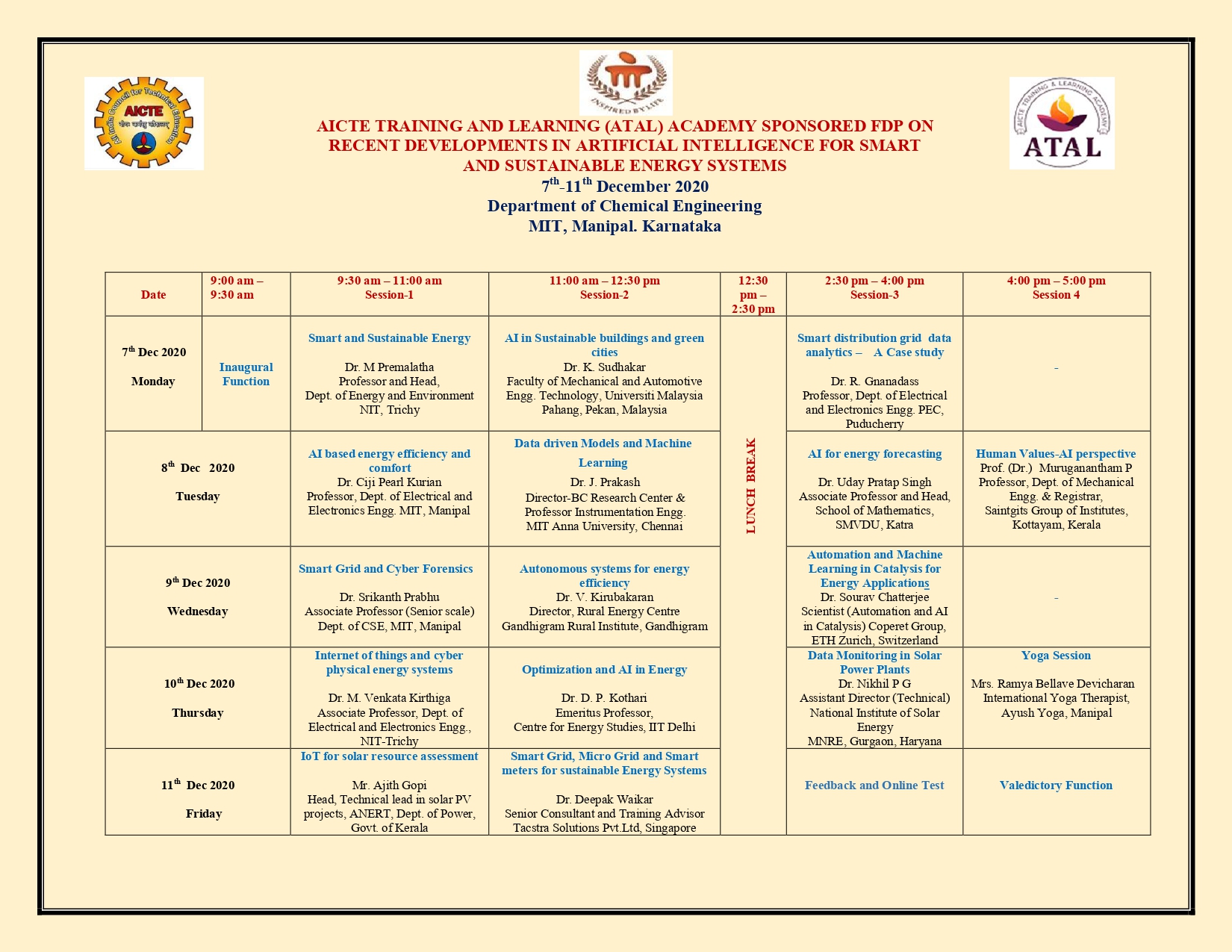 AICTE-ATAL sponsored online FDP on Artificial Intelligence AICTE-ATAL sponsored online FDP on Artificial Intelligence